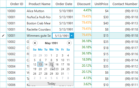 Editing WPF DataGrid Syncfusion