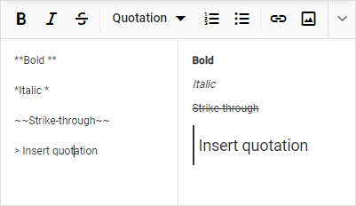 The Angular markdown editor heading format.