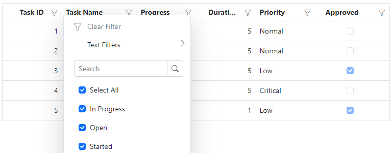 Blazor Filterable TreeGrid | Syncfusion