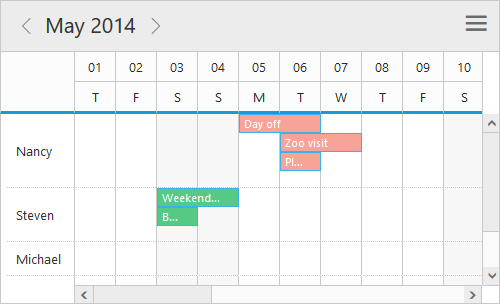 ASP NET Web Forms Scheduler with cell auto fit option