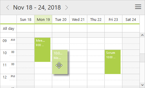 Illustration of appointment drag and drop in ASP NET scheduler