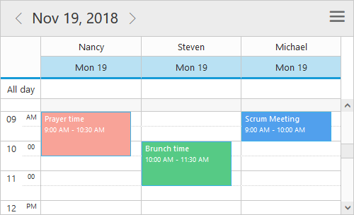 ASP NET Web Forms Scheduler with multiple resources