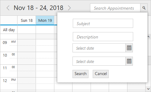 ASP NET Web Forms Scheduler with search options
