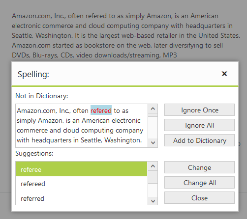 Aspnet Web Forms Spellchecker Control Syncfusion