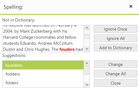 ASP.NET Web Forms SpellChecker Control | Syncfusion