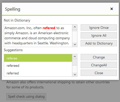 ASP.NET Web Forms SpellChecker Control | Syncfusion