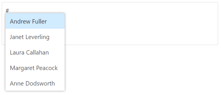 ASP.NET Core Mention | @Mention control | Syncfusion