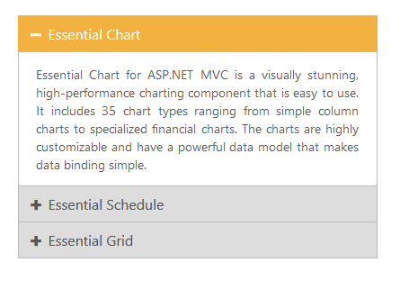 ASP.NET Core (jQuery) Accordion Control | Syncfusion