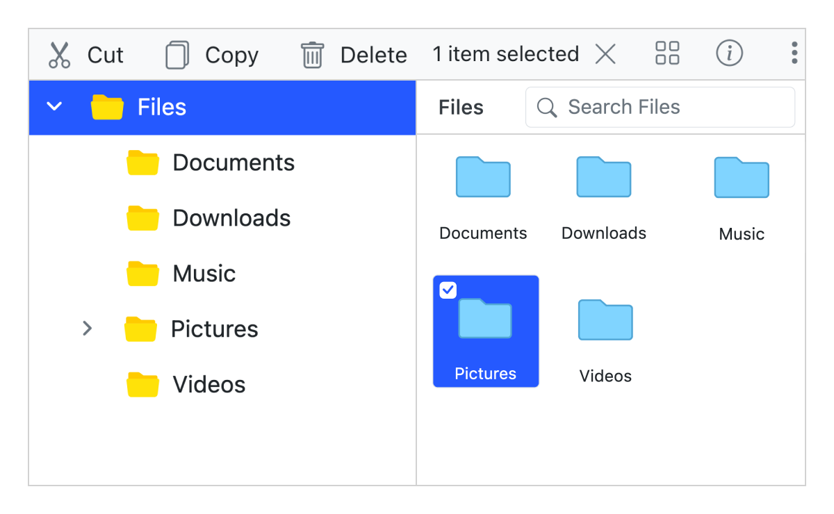 Content pane in ASP.NET MVC File Manager.