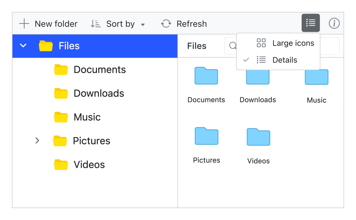 ASP.NET MVC File Manager with toolbar.
