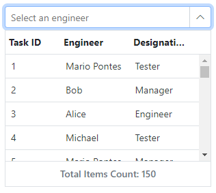Styling ASP.NET MVC MultiColumn ComboBox pop-up list with footer template