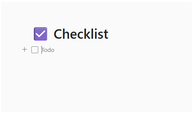 JavaScript Block editor with Checklist
