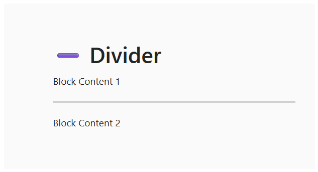 JavaScript Block editor with Divider