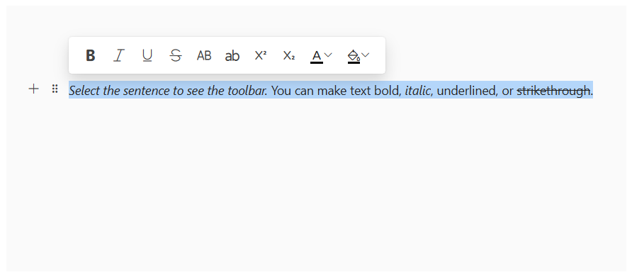 JavaScript Block Editor built-in toolbar