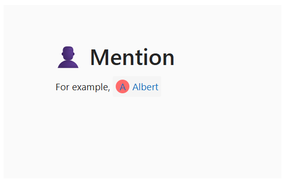 JavaScript Block editor with mention content