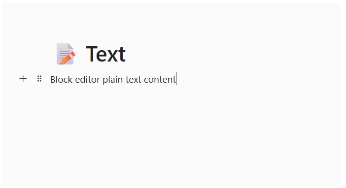 JavaScript Block editor with text content