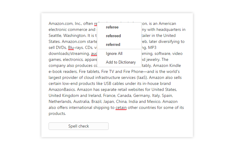 jQuery Spell Checker Control | Custom Word Checker | Syncfusion