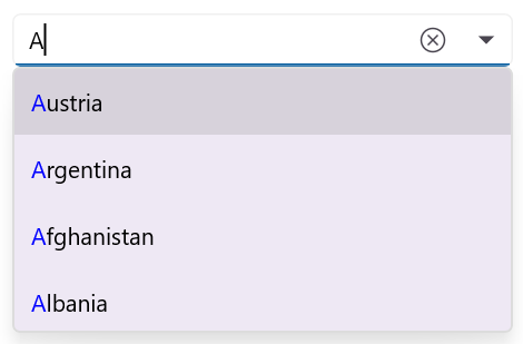 .NET MAUI ComboBox | Editable ComboBox | Syncfusion