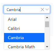 React Ribbon combobox item