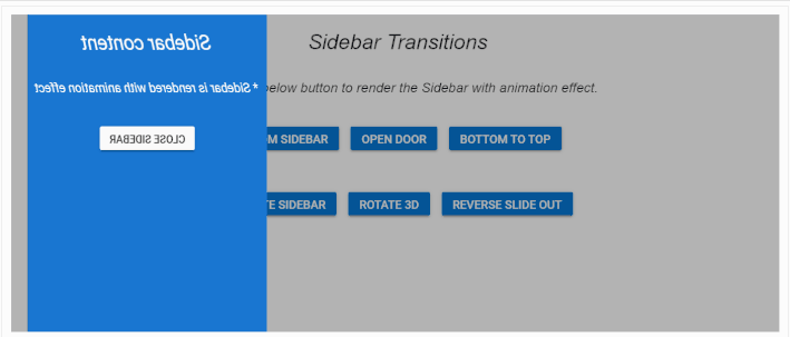 React Sidebar animation.