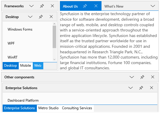 UWP Docking Control | Visual Studio-like Docking | Syncfusion