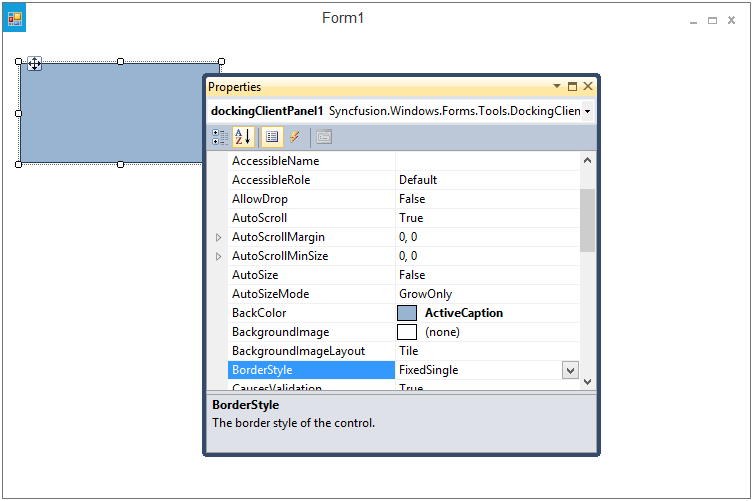 Docking Client Panel Control For Windows Forms Syncfusion