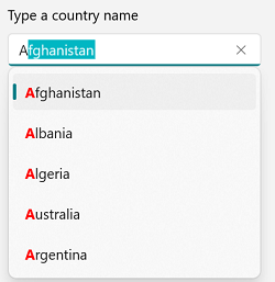 WinUI AutoComplete control | auto-suggest box | Syncfusion