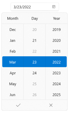 WinUI Date Picker Control | Syncfusion