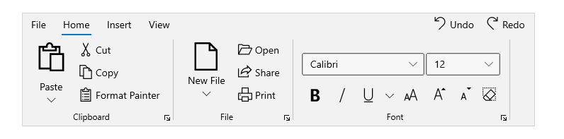 Winui Ribbon Control Tabbed Commandbar Syncfusion