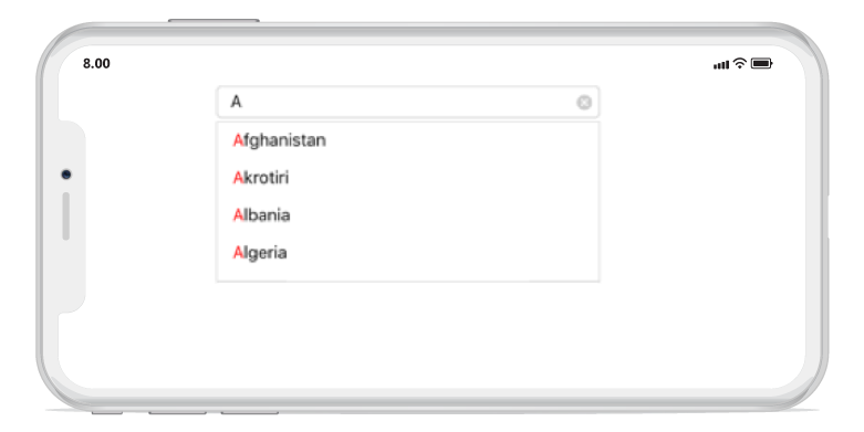 Xamarin.iOS Autocomplete UITextField | Syncfusion