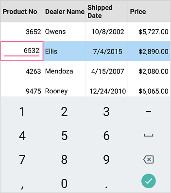 Editing | Xamarin DataGrid | Syncfusion
